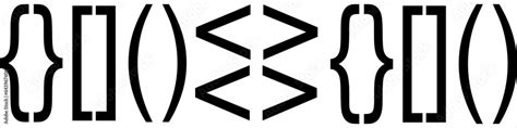 Set Of Braces Or Curly Brackets Icon Small And Square Bracket Or Bracket Collection Text
