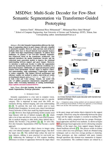 Msdnet Multi Scale Decoder For Few Shot Semantic S Pdf Image