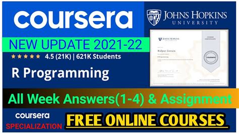 R Programming Coursera All Week1 4 Answer Free Online Courses Youtube