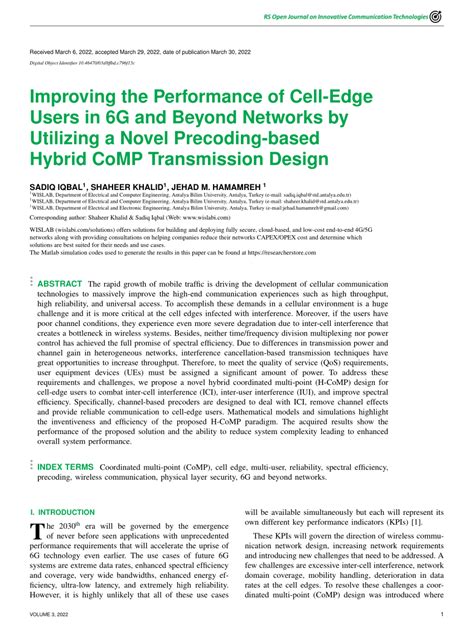 Pdf Improving The Performance Of Cell Edge Users In 6g And Beyond
