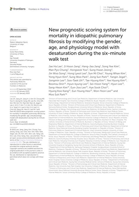 Pdf New Prognostic Scoring System For Mortality In Idiopathic Pulmonary Fibrosis By Modifying
