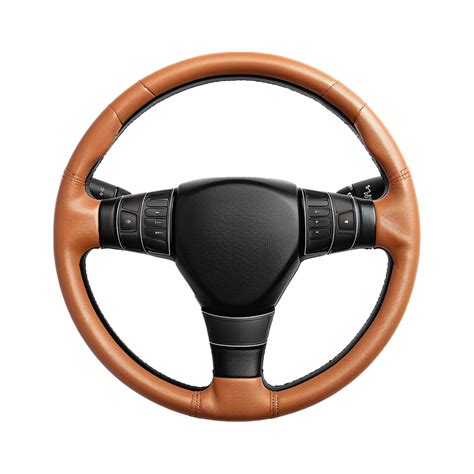 Tan Leather Car Steering Wheel With Controls 55181794 Png