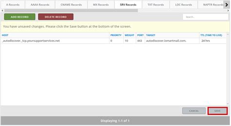 delete support services srv records dns