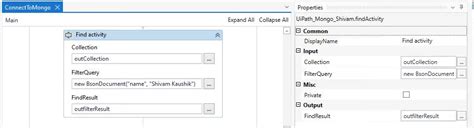 [uipath] mongodb howto connection read collections update fields