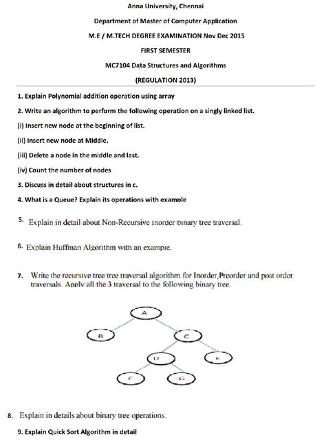 Mc7104 Data Structures And Algorithms Nov Dec 2015 Important Questions