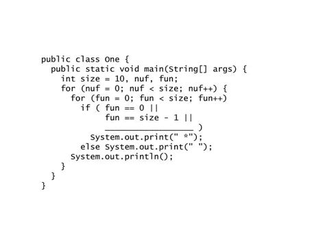 ppt public class one { public static void main string[] args { int