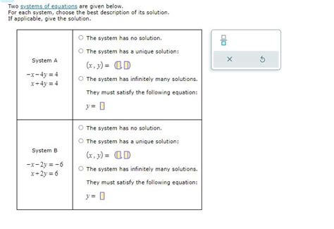 Solved Two Systems Of Equations Are Given Below For Each Chegg Com