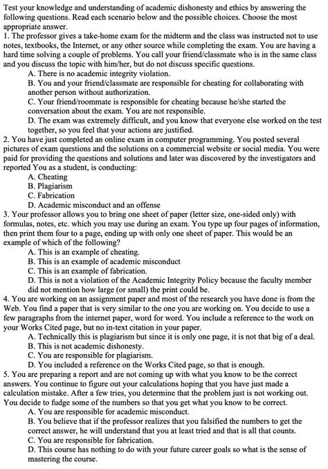 Solved Test Your Knowledge And Understanding Of Academic