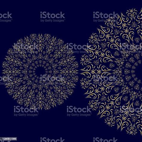 동양 꽃 장식 디자인에 대 한 진한 파란색 배경에 만다라 벡터 일러스트입니다 0명에 대한 스톡 벡터 아트 및 기타 이미지 0명 결혼식 골동품 Istock