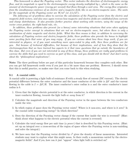 Solved This Homework Is About The Poynting Vector This