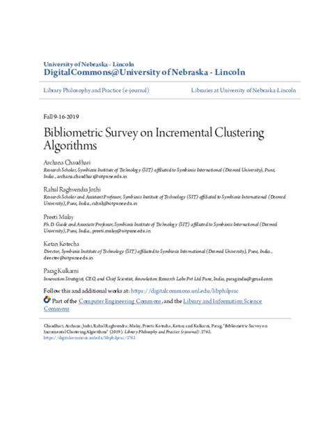 Pdf Bibliometric Survey On Incremental Clustering Algorithms