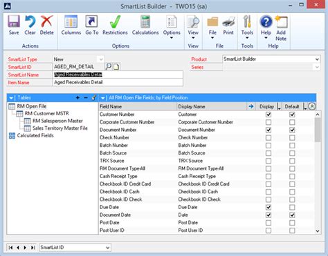 Aged Receivables Detail Smartlist Builder Template Eone Solutions