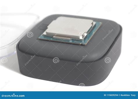 Central Processing Unit Cpu Processor Microchip On The Packaging Box