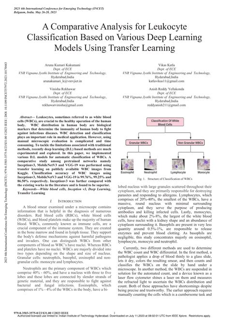 pdf a comparative analysis for leukocyte classification based on
