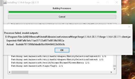 Forge Error “processor Failed Invalid Outputs“ Support And Bug Reports