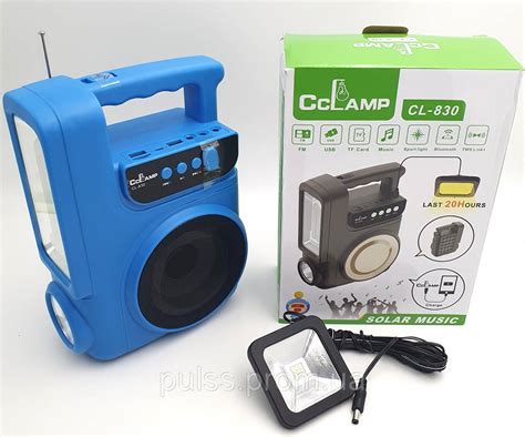 Радиоприёмник Аккумуляторный Кемпинг Фонарь с Солнечной Панелью и Прожектором Fm Радио Bluetooth
