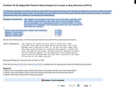 problem 14 25 algo net present value analysis of a