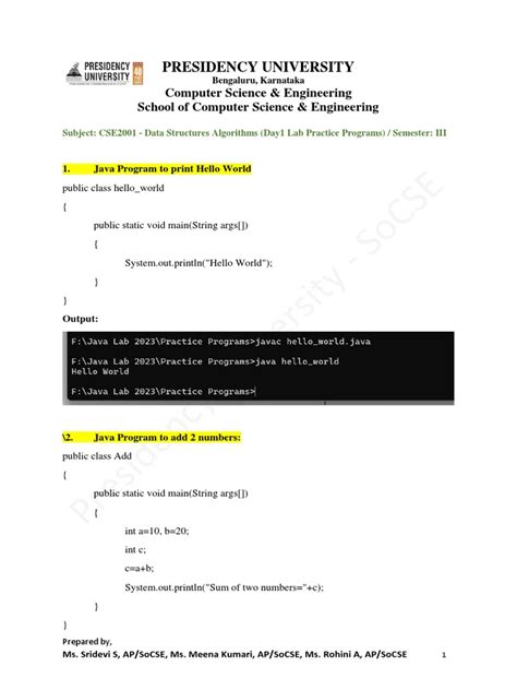 Day 1 Dsa Lab Practice Programs Pdf