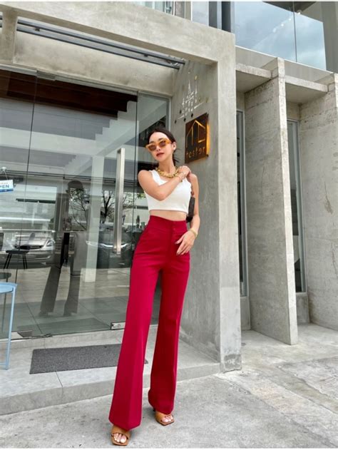 กางเกงขายาว ปลายขาม้า10สีขนาดs Xl Shopee Thailand