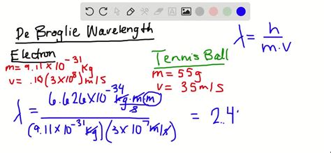 ⏩solved Calculate The De Broglie Wavelength For Each Of The… Numerade