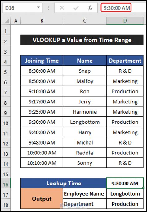 Vlookup With Time Range In Excel 5 Easy Ways Exceldemy