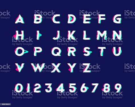 알파벳 숫자와 유행 결함 효과 함께입니다 평면 벡터 일러스트 Eps 10 기업 재무와 산업에 대한 스톡 벡터 아트 및 기타