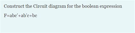 Solved Construct The Circuit Diagram For The Boolean Chegg