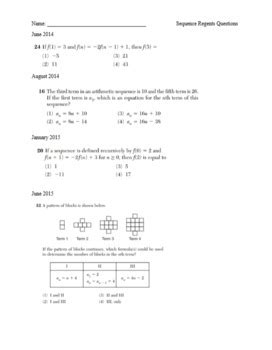 Sequences Regents Questions Explicit And Recursive By Classy Ashley