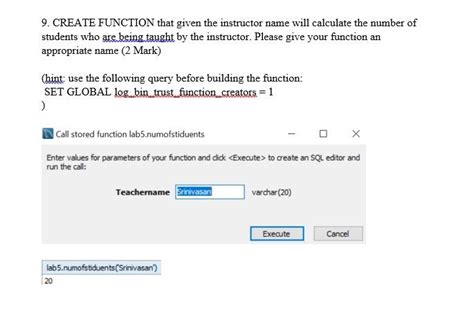 Solved CREATE FUNCTION That Given The Instructor Name Chegg