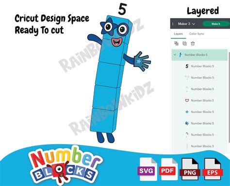 Number Blocks 5 Svg Cut File Layered Cutting File Number Blocks Svg