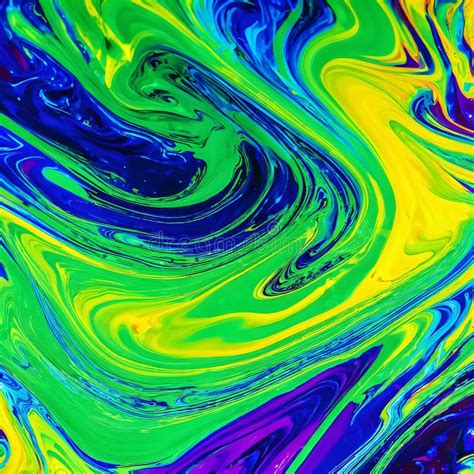 Dynamic Abstract Background With Swirling Liquid Patterns And Colorful Light Refraction Stock