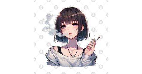 Kawaii Anime Japanese Girl Smoking 90s Manga Waifu Otaku Anime Girls