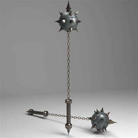 Mace Star Flail Swing Spike Historical Weapons Models Blenderkit