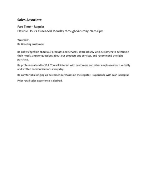 Sales Associate Job Descriptiondocx Docdroid