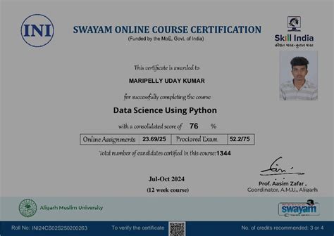 Datascience Python Nptel Learning Uday Kumar Maripelly