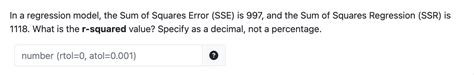 solved in a regression model the sum of squares error sse