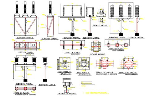 Electrical Substation Elevation And Section Layout File Dimension Detail Naming Detail