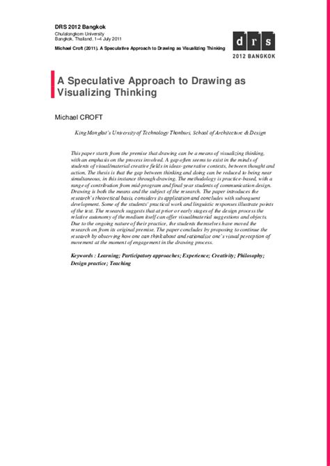 Pdf A Speculative Approach To Drawing As Visualizing Thinking