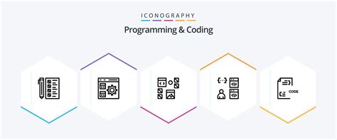 Programming And Coding 25 Line Icon Pack Including Coding App