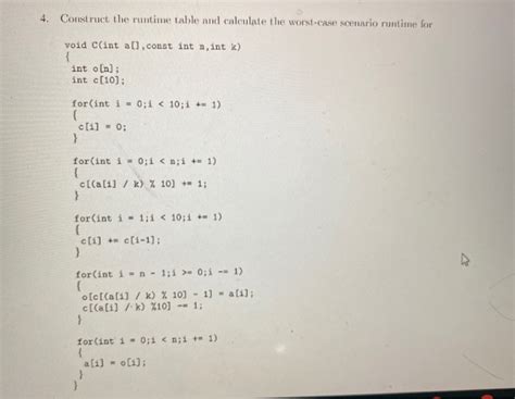 Solved 4 Construct The Runtime Table And Calculate The
