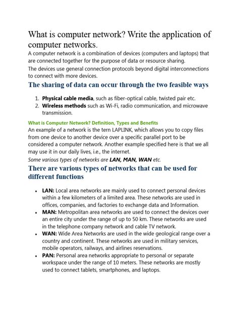 what is computer network applications of computer network 1 pdf