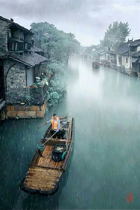 画意摄影江南古镇乌镇美景风景旅游插画壁纸