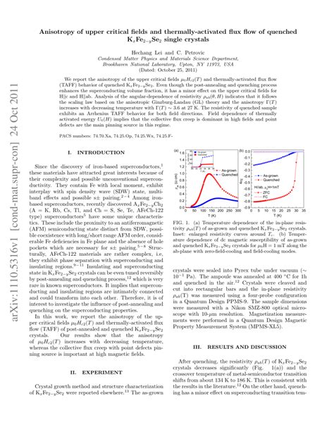 Pdf Anisotropy Of Upper Critical Fields And Thermally Activated Flux Flow Of Quenched Kxfe2