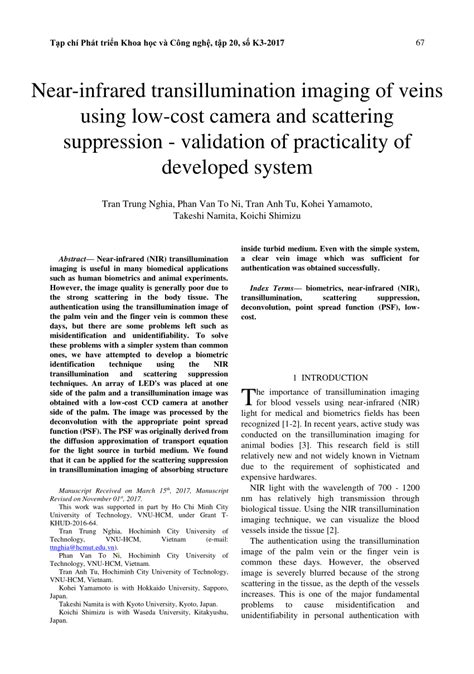 Download Pdf Near Infrared Transillumination Imaging Of Veins Using Low Cost Camera And