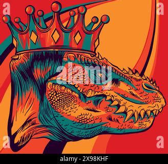 Vector Illustration Of T Rex Head With Crown Stock Vector Image And Art