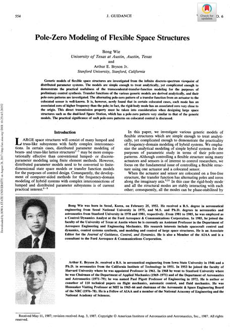 Pdf Pole Zero Modeling Of Flexible Space Structures