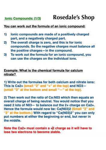 Lesson Plan Notes On Ionic Compounds Diagrams Of Dot And Cross Chemistry Class Of Gcse Aqa