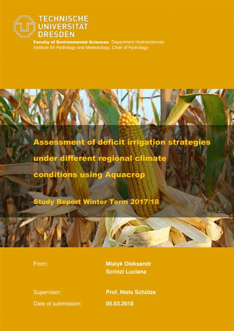 Pdf Assessment Of Deficit Irrigation Strategies Under Different