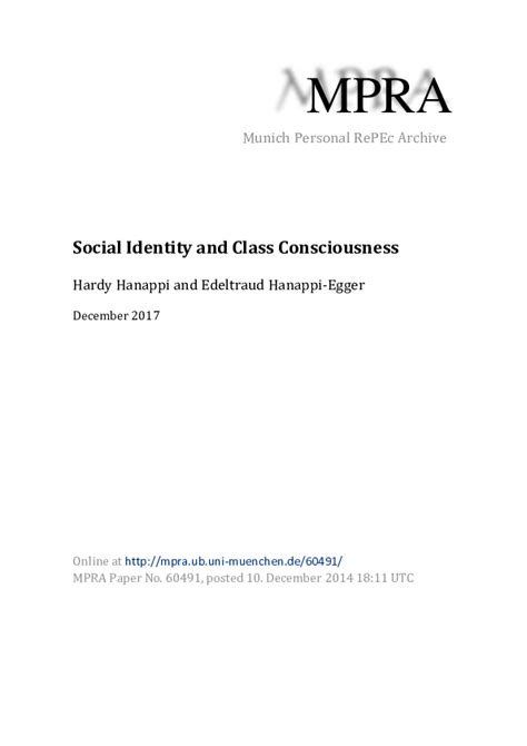 Pdf Social Identity And Class Consciousness Pdf Social Identity And Class Consciousness