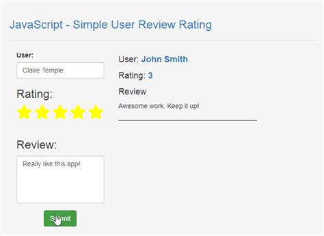 Javascript Simple User Review Rating Sourcecodester